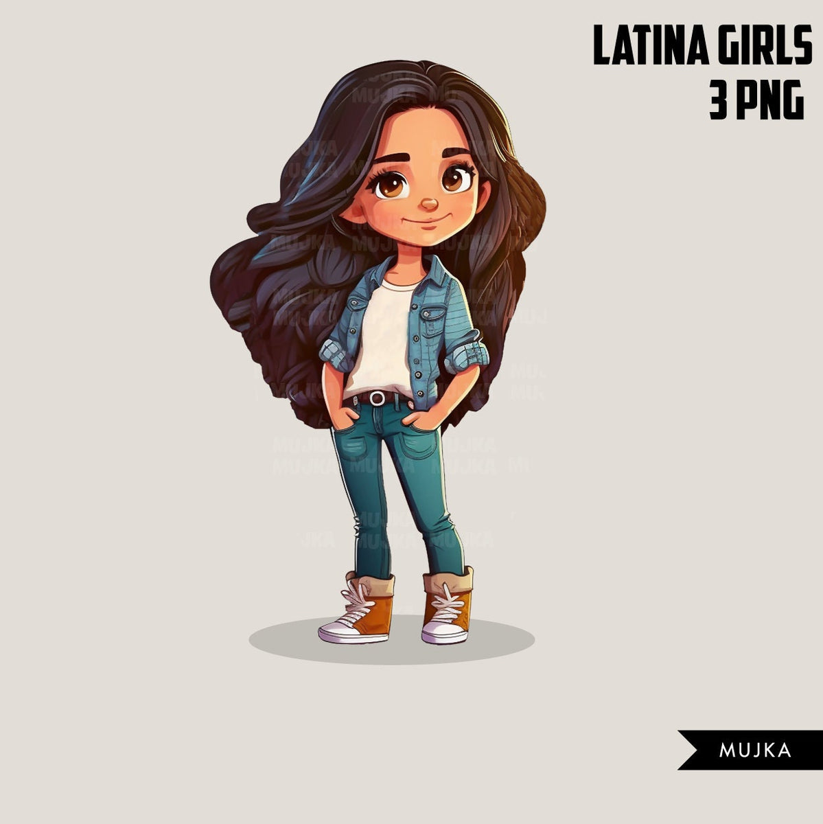 Latina art, Latina png, latina stickers, latina clipart, Hispanic girl ...