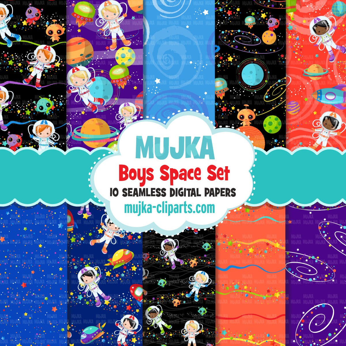 Space Digital papers, astronaut background, boy out of this space patt ...