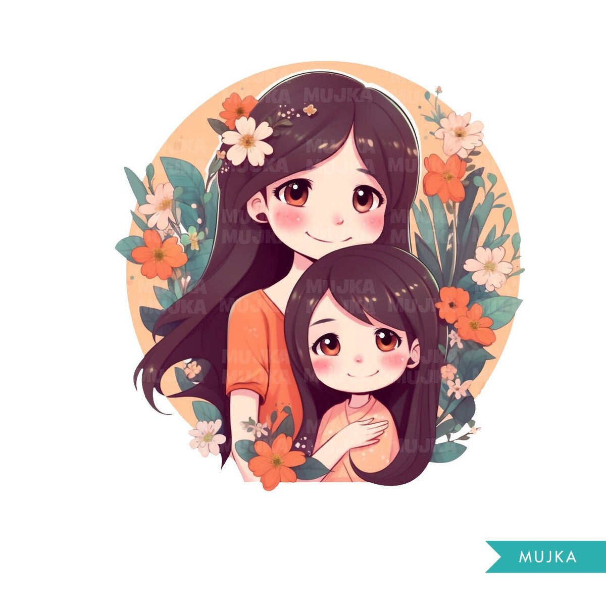 Mothers Day Png, Latina Mother's Day art, Mother and Daughter clipart ...