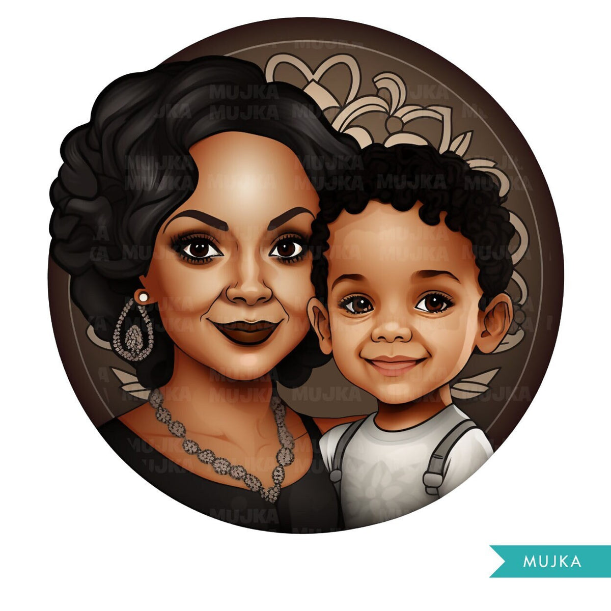 Mothers Day Png, Mother's Day art, Latina Mother and son clipart, fami ...