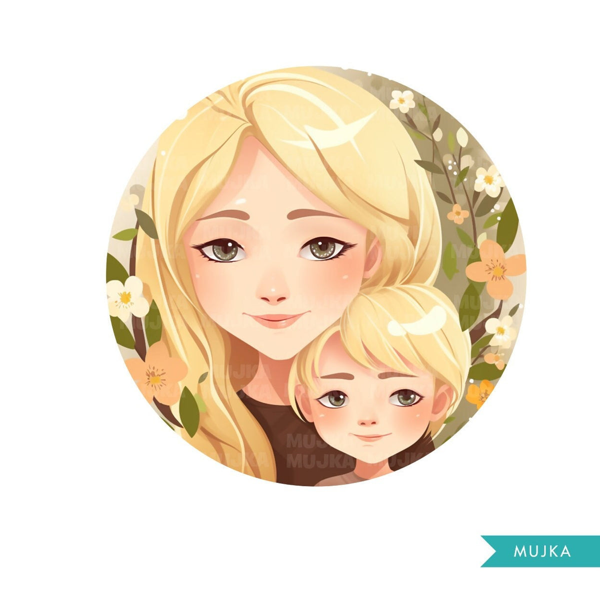 Mothers Day Png, Cute Mother's Day art, Mother and son clipart, chibi ...