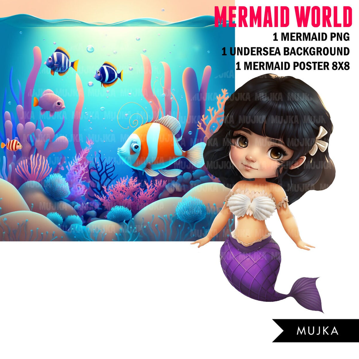 Little Mermaid png, wall art, printable mermaid decor, sublimation des ...