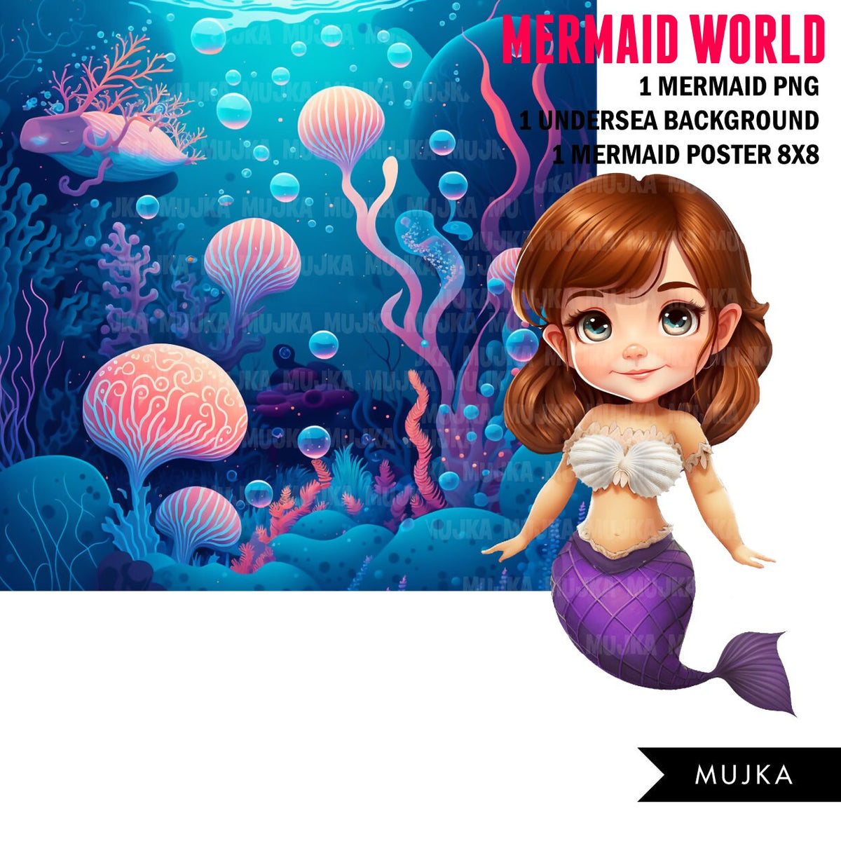 Little Mermaid png, wall art, printable mermaid decor, sublimation des ...