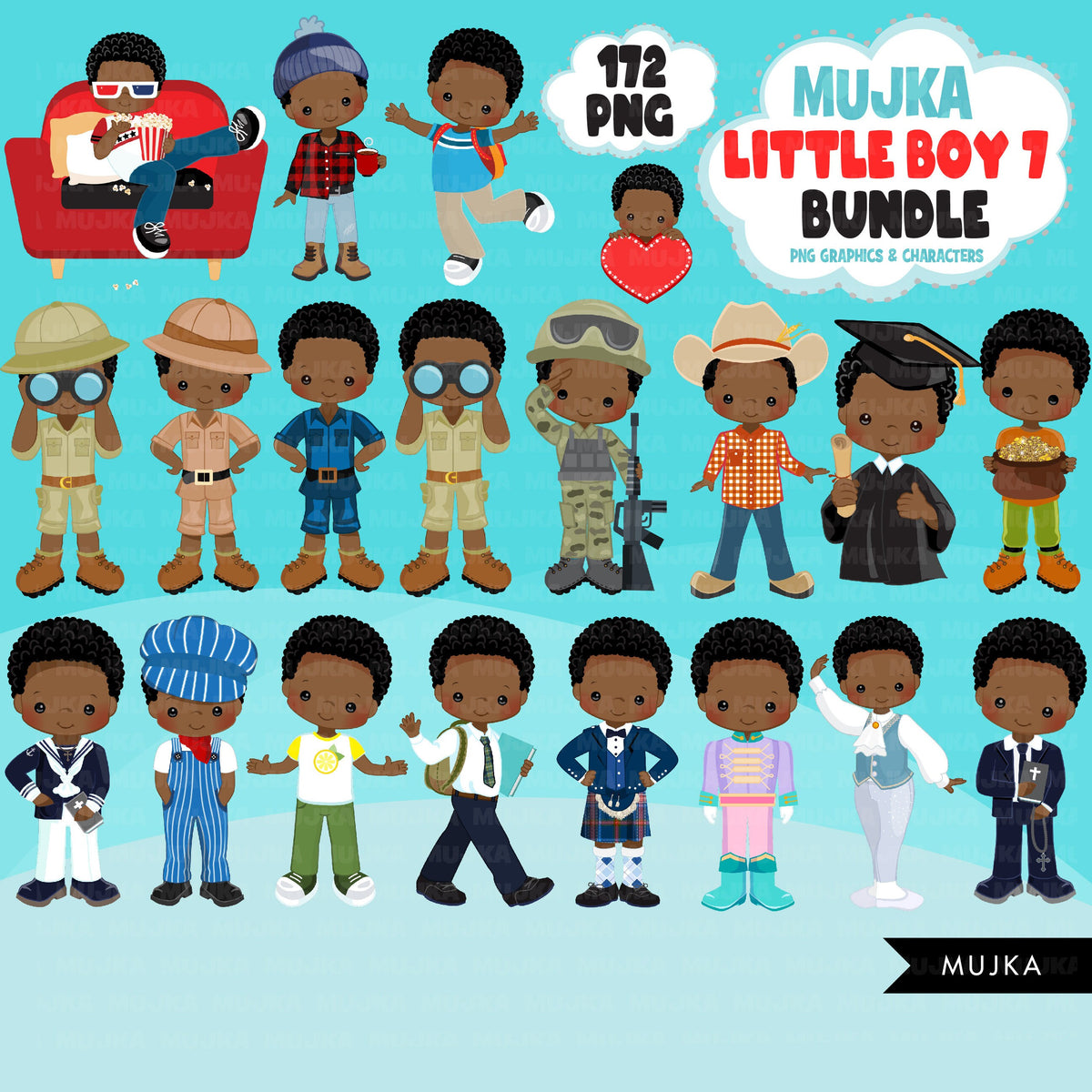 Black boy png Bundle, Black boy magic, black boy art, little boy digit ...