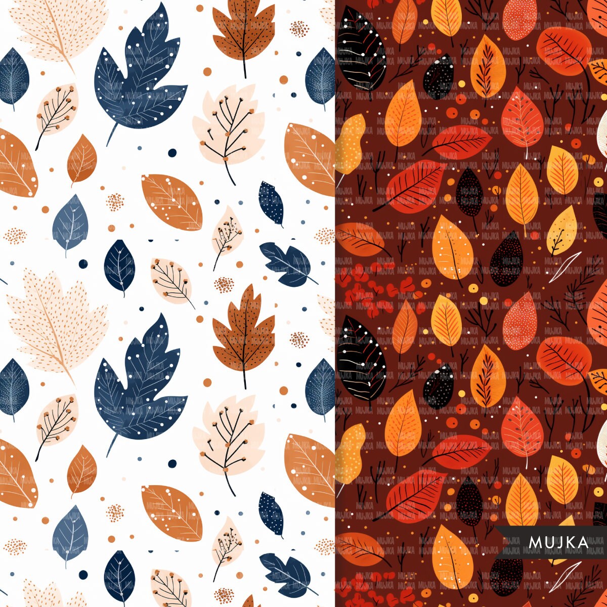 Fall leaves Digital papers, Autumn seamless patterns, leaves printable ...
