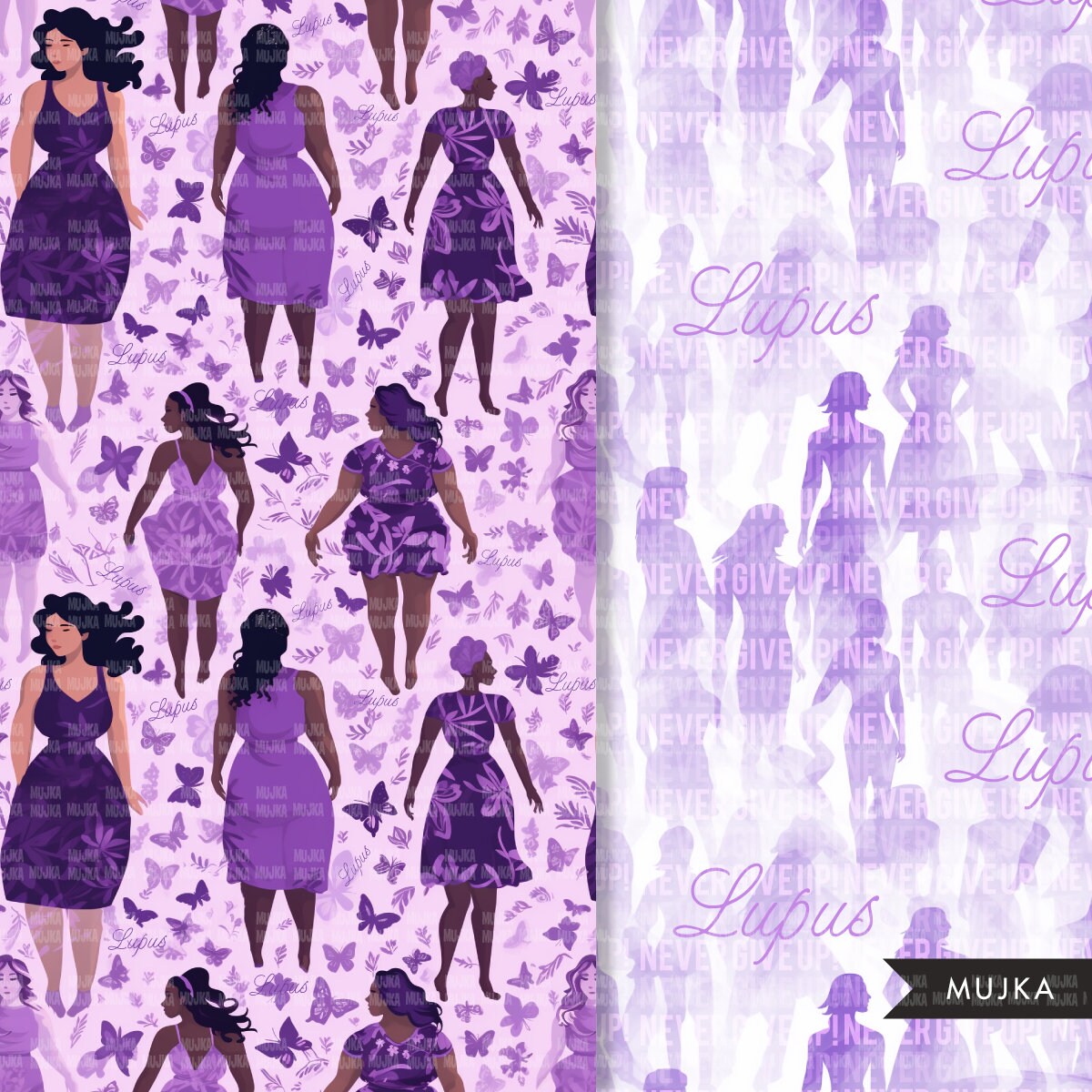 Lupus Awareness digital papers, purple awareness patterns, sublimation ...