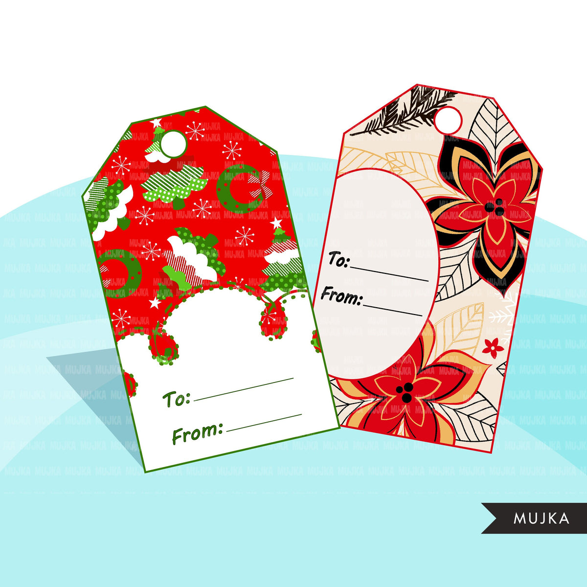 Christmas tags, printable Christmas gift tags, digital gift tags, sant ...