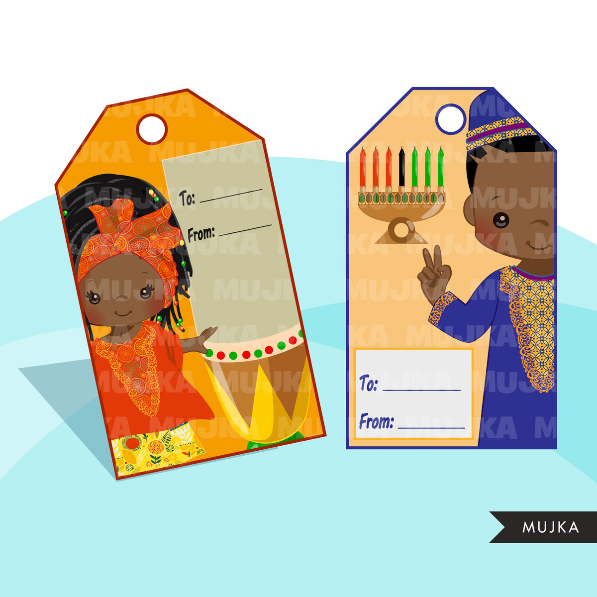 Kwanzaa tags, printable Kwanzaa holiday labels, digital PNG gift tags ...