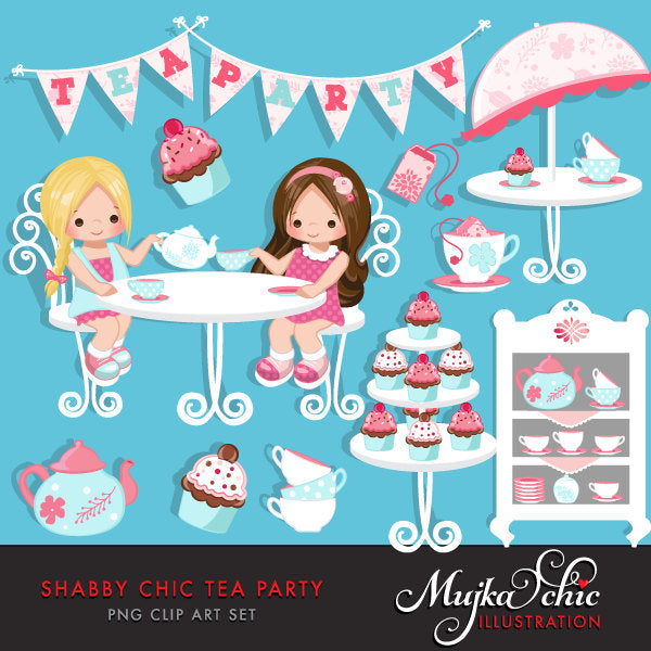 Tea party, girl clipart – MUJKA CLIPARTS