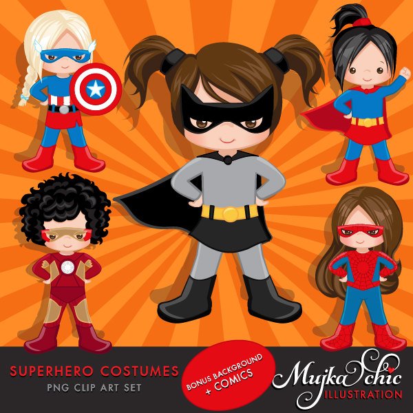 Superhero Costumes, super girl clipart – MUJKA CLIPARTS