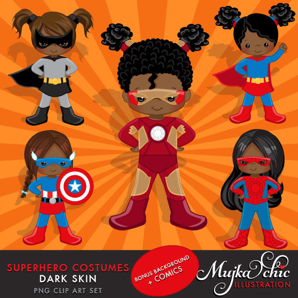 Superhero Clipart. Super black girl Costumes – MUJKA CLIPARTS