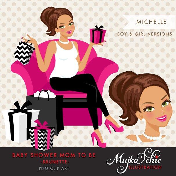Diseño de personajes de mujer embarazada morena, Baby shower – MUJKA ...